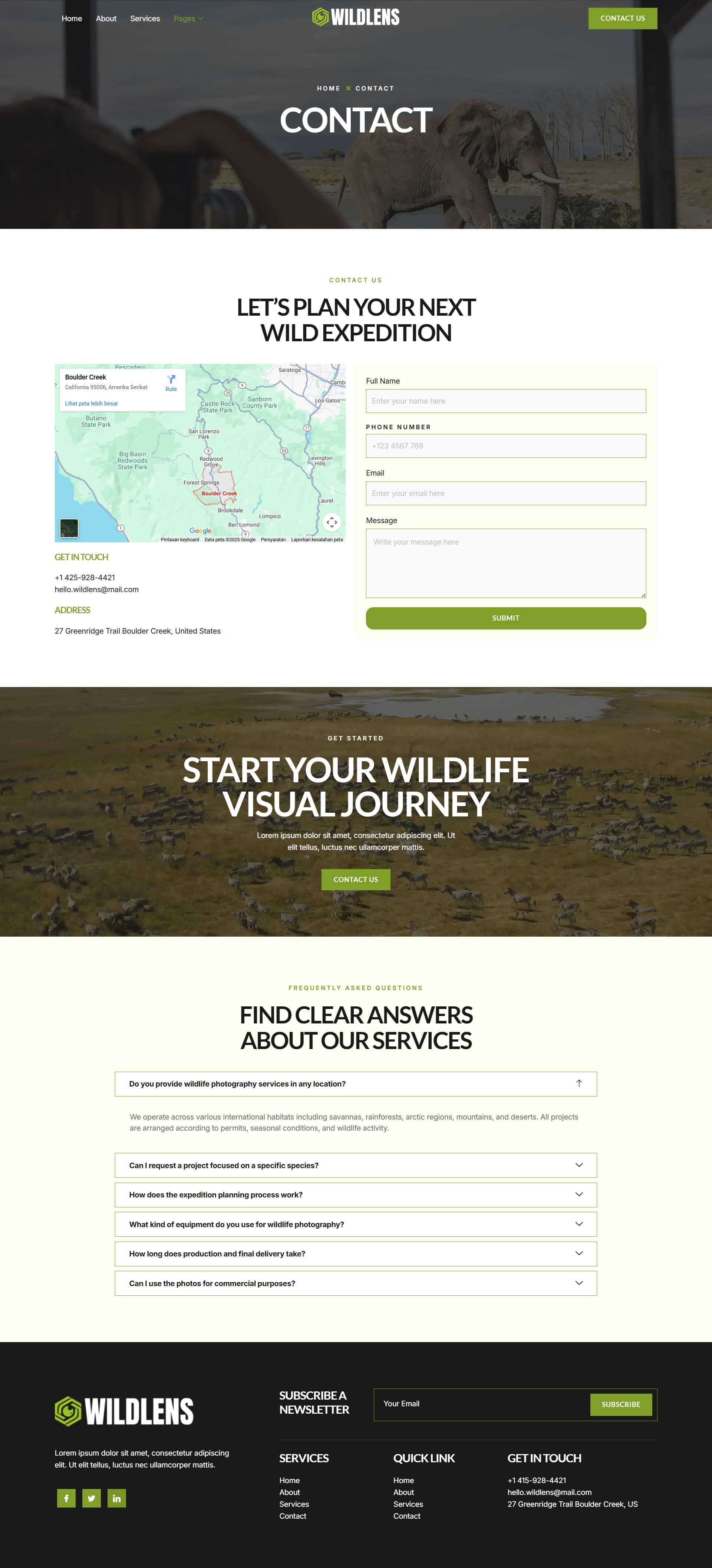 Wildlens - Wildlife Photography Portfolio Elementor Template Kit by sparklethings